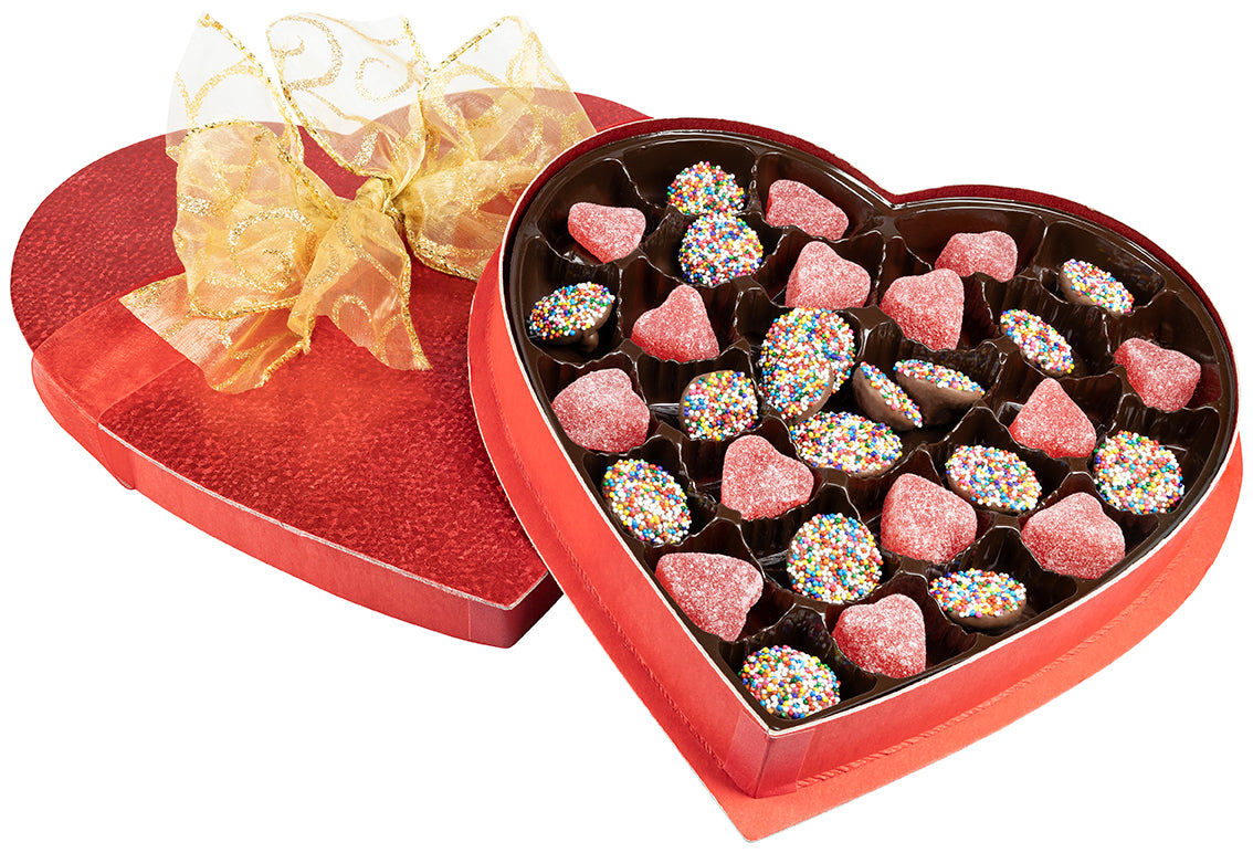 Non Pareil & Gummi Heart Box - Morkes Chocolates