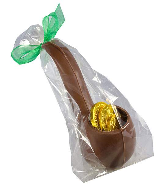 Chocolate Irish Pipe Filled With Gold Coins -- Morkes Chocolates